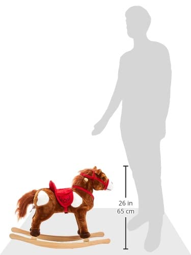 Animal Adventure | Real Wood Ride-On Plush Rocker | Chestnut Horse | Perfect for Ages 3+, 28" x 12" x 22"