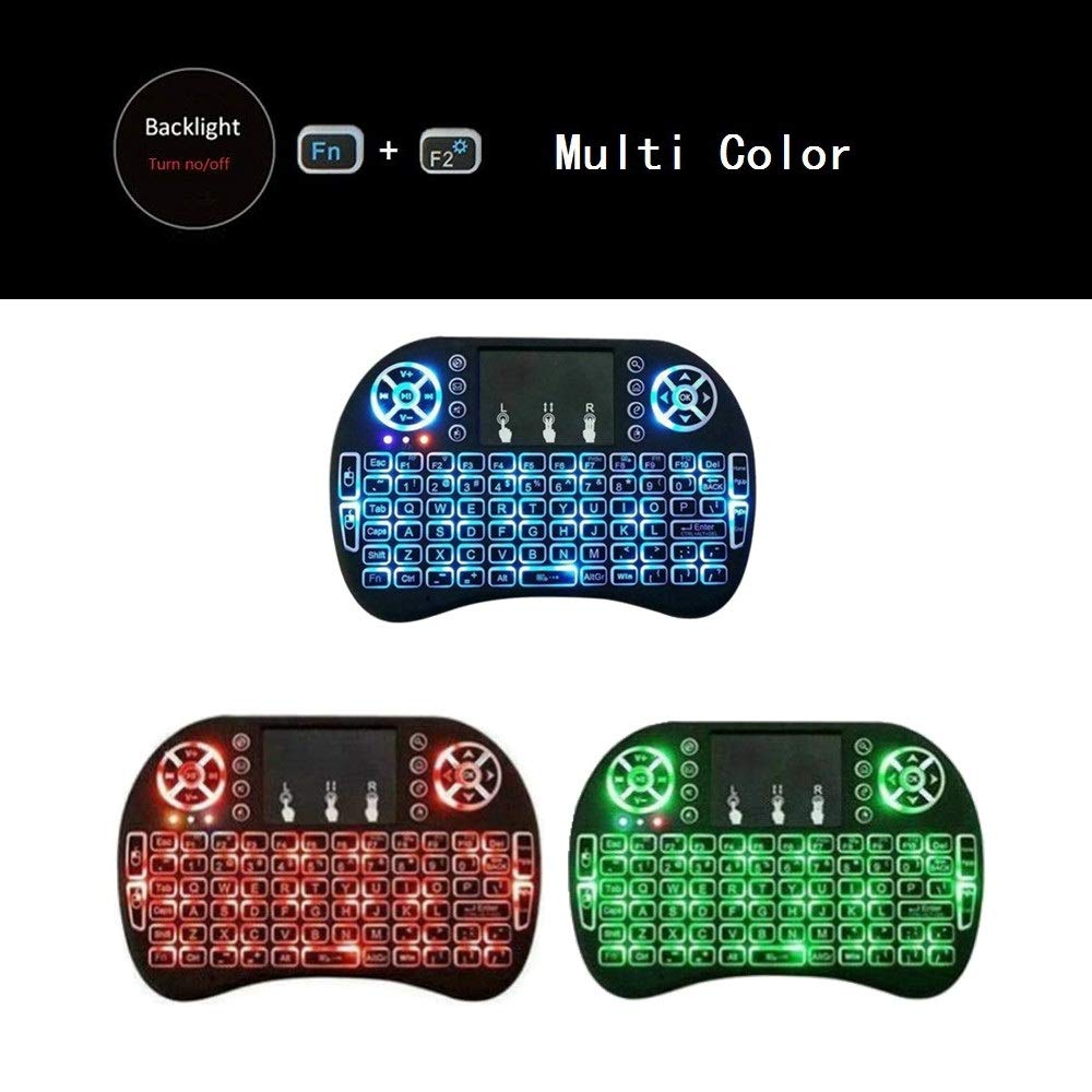 BIFANS 2.4G Mini Wireless Keyboard with Touchpad Mouse, Upgraded Multi Backlit, Portable Wireless Keyboard with USB Receiver Remote Control for Android Smart TV Box Pad Windows Mac