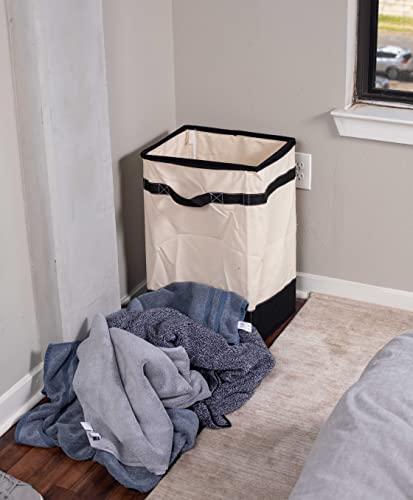 BIRDROCK HOME Canvas Hamper - Single Laundry Basket with Handles - Foldable Hamper - Easily Transport Laundry