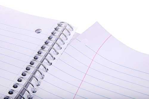 Mintra Office Durable Spiral Notebooks, 5 Subject, (Salmon, College Ruled 1pk), 200 Sheets, 5 Poly Pockets, Moisture Resistant Cover, School, Office, Business, Professional