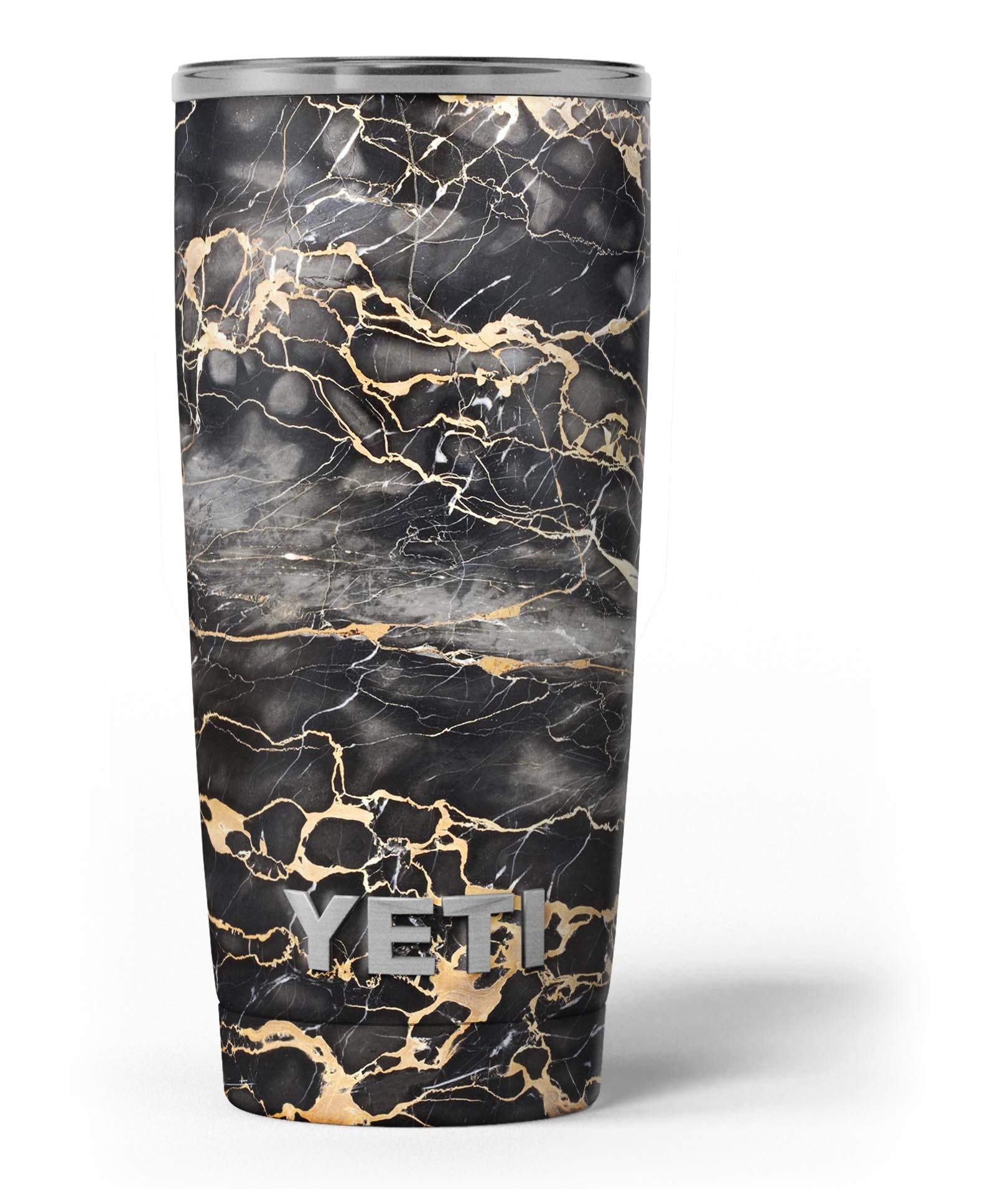 Design Skinz Black and Gold Marble Surface - Skin Decal Vinyl Wrap Kit Compatible with The Yeti Rambler Cooler Tumbler Cups