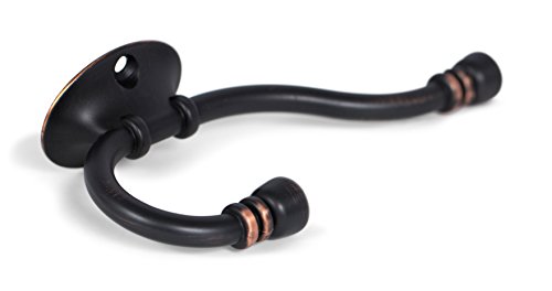 BIRDROCK HOME Classic Wall Mounted Robe & Towel Hooks - 2 Pack - Dual Hook - Large - Oil Rubbed Bronze Towel Robe Hat Coat Hook