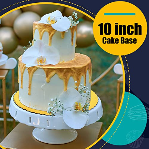 50 Pack 10 inch Gold Cake Boards Circle Rounds Cake Boards Scallop Edge Cakeboard Disposable Cake Base Grease Proof Cardboard Perfect for New Year Wedding Birthday Cake Decorating