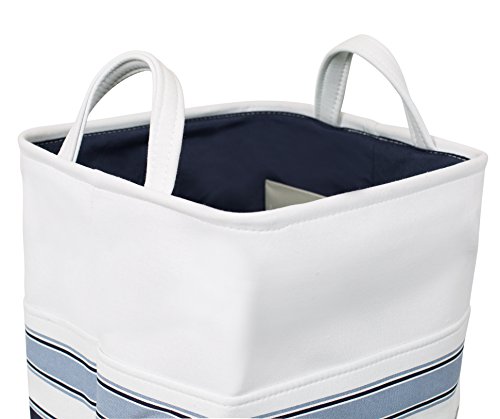 BirdRock Home Canvas Laundry Hamper with Handles - Blue Stripes - Transport Easily - Dirty Clothes Storage - Bendable and Foldable - Rectangle Laundry Bag
