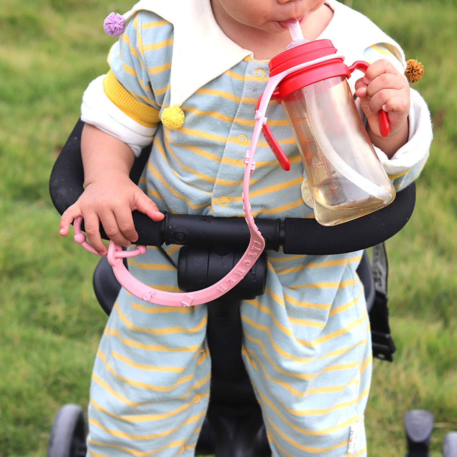 2PCS Toy Safety Straps Baby Sippy Cup Holder Strap Stretchable Silicone Pacifier Clips Toddler Toy Bottle Harness Straps for Strollers, High Chair, Cribs, Bags