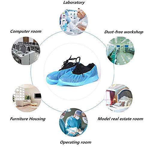 Hygienic Boot & Shoe Covers -100 Pack(50 Pairs) Extra Thick Disposable Shoe & Boot Covers Durable & Water Resistant- Anti- Slip,One Size Fits Most,Blue