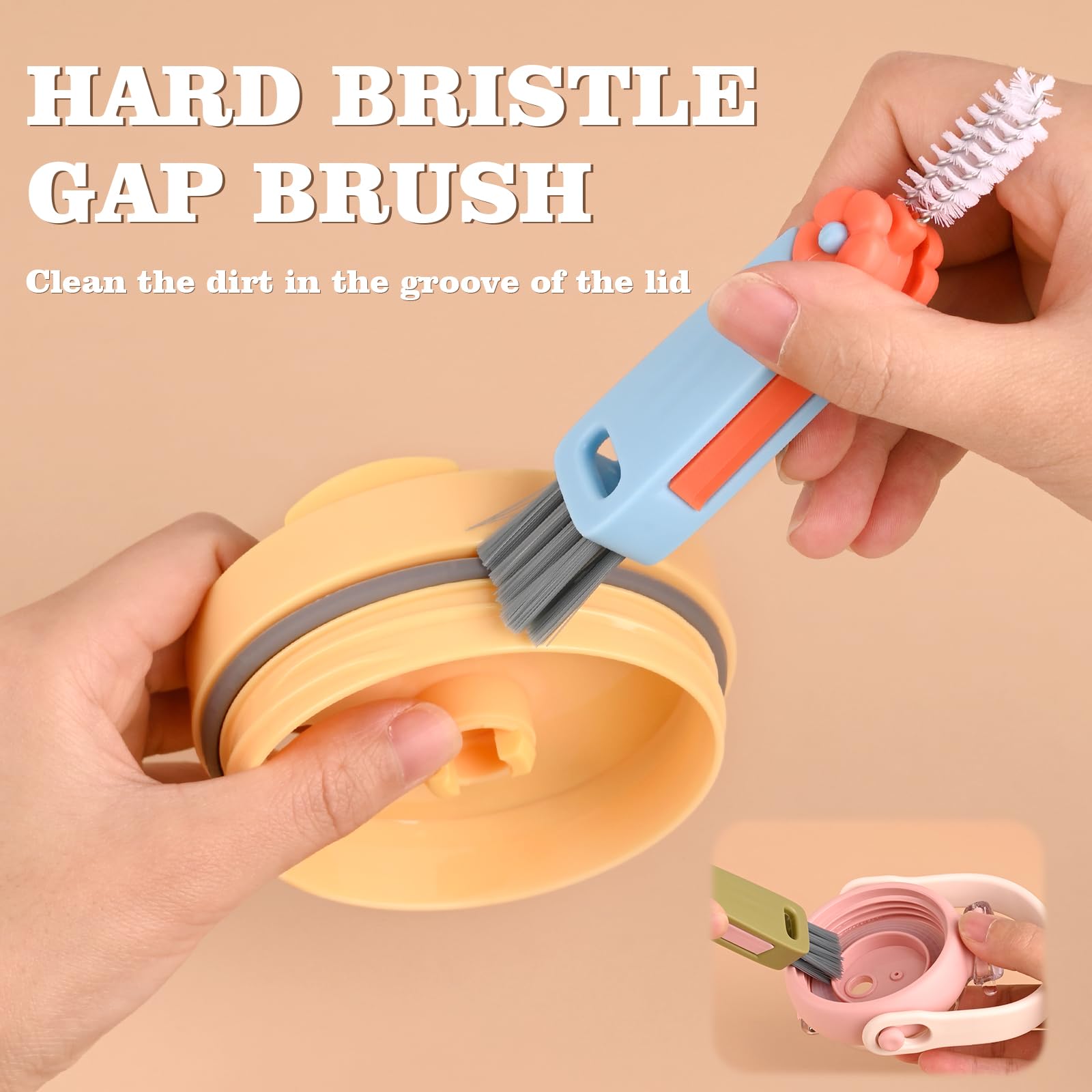 3 in 1 Cup Lid Cleaning Brush, 2024 New Multifunctional Crevice Cleaning Brush, Portable Cup Lid Cleaning Brush Set Home Kitchen Cleaning Tools (Red Blue Green