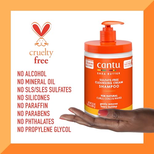 Cantu Sulfate-Free Cleansing Cream Shampoo with Shea Butter for Natural Hair, 25 fl oz