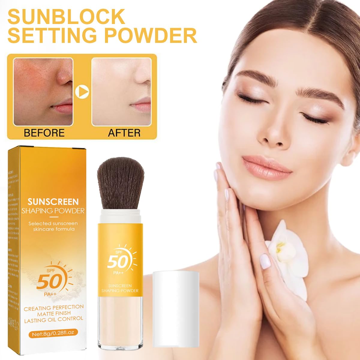 2023 New Translucent Mineral Sunscreen Setting Powder,Sunblock Setting Powder,SPF 50 - Natural Light Breathable Makeup Setting Powder, Long-Lasting Sunscreen Setting Powder (1PCS)