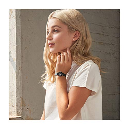 Armitron Women's 75/2447BLK Diamond-Accented Watch with Black Leather Band