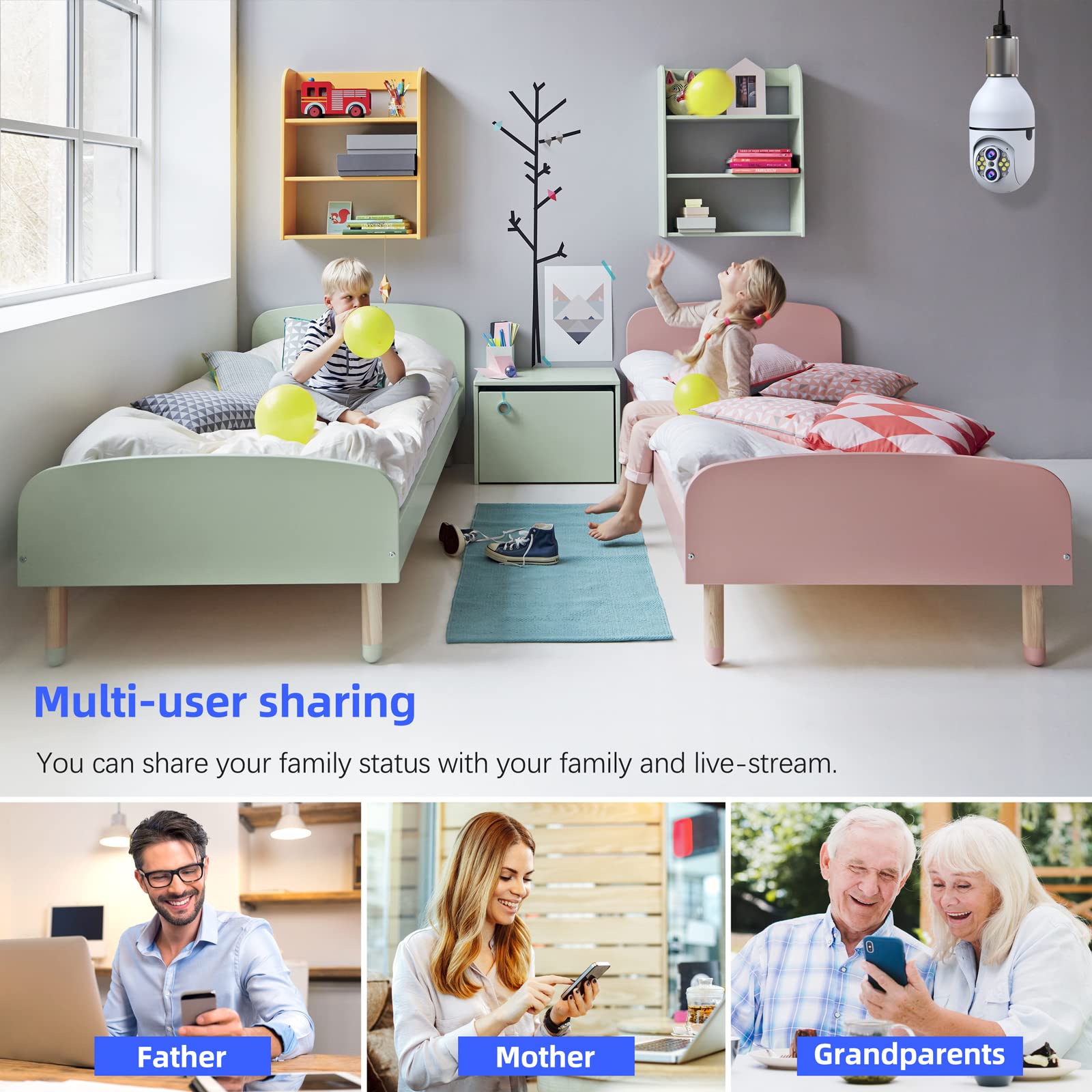 2PCS Upgrade 10x Hybrid Zoom Bul B Camera, 2MP PTZ Wireless Security Camera Outdoor Dual Lens Dome Surveillance Camera 2.4G WiFi Security Camera, Auto Tracking, Color Night Vision, 2-Way Audio