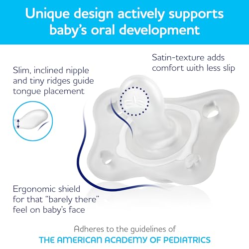 Chicco PhysioForma 100% Soft Silicone Mini One Piece Pacifier for Babies Aged 0-2 Months | BPA & Latex Free | Reusable Sterilizing Case | Pink, 2pk