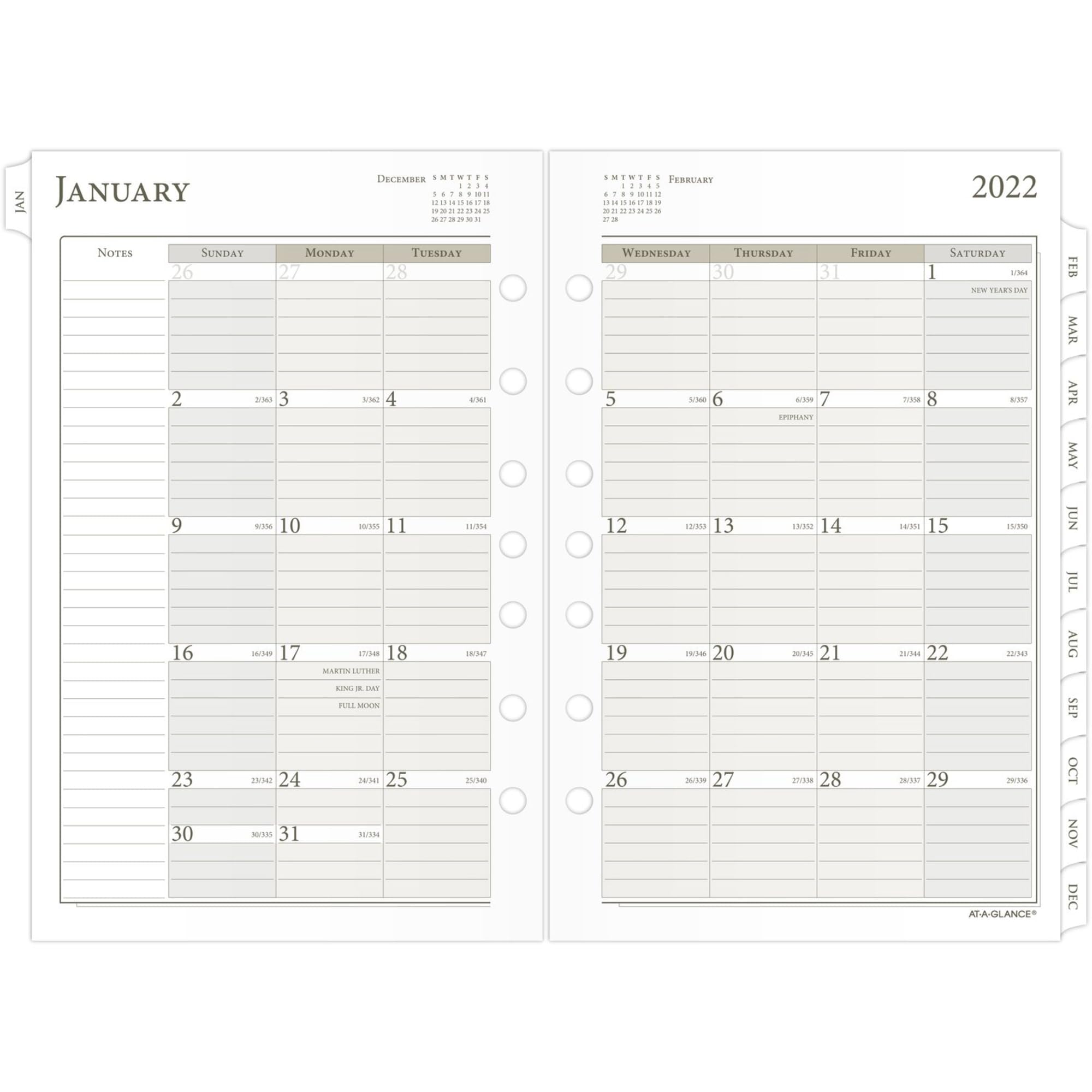 2022 Monthly Planner Refill by AT-A-GLANCE, 52132 DAY-TIMER, 5-1/2" x 8-1/2", Size 4, Kathy Davis (KD81-685)