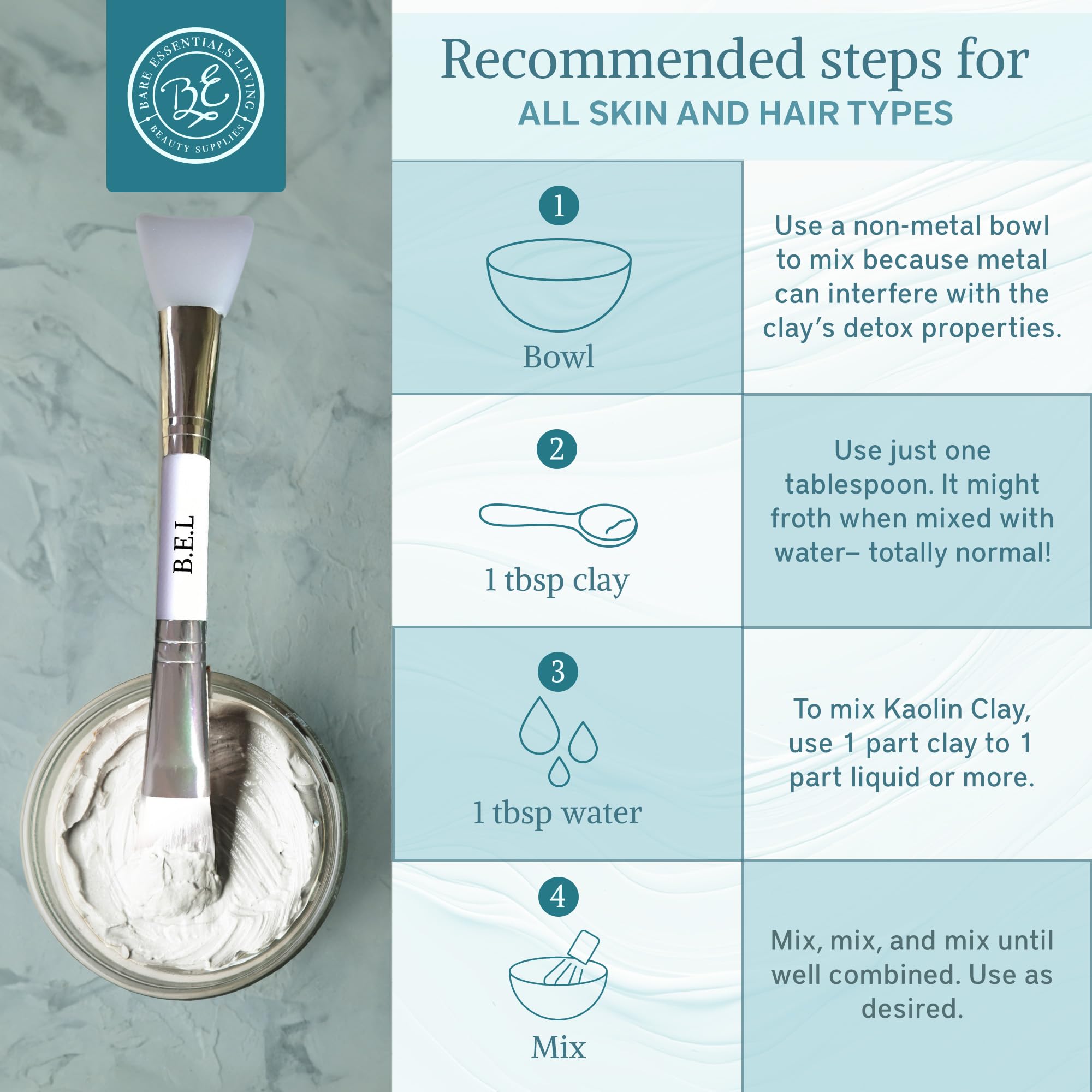 Bare Essentials Living - White Kaolin Clay Powder (2 lb) 100% Natural White Powdered Clay for Seed Bombs, White Clay Mask, DIY Spa, Soap, Bath Bomb, Deodorant, Can be Used as Kaolin Clay for Gardening