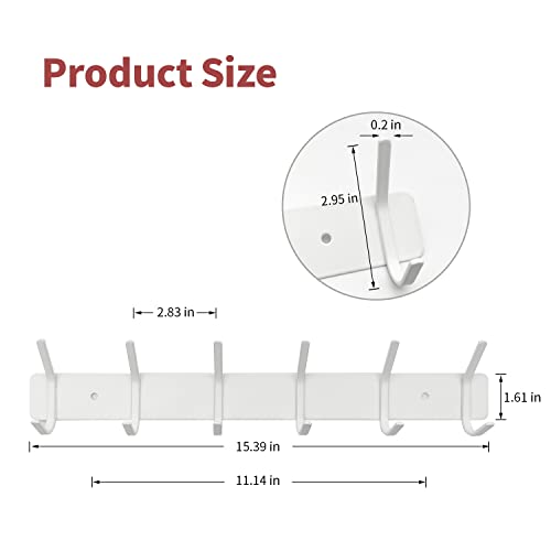 AJLTPA Coat Rack Wall Mount, Hat Rack for Wall, Coat Hooks Wall Mounted, Wall Hangers for Towels Purse Backpack Clothes Bag Key Jacket and Bathrobe (6 Hooks, White)