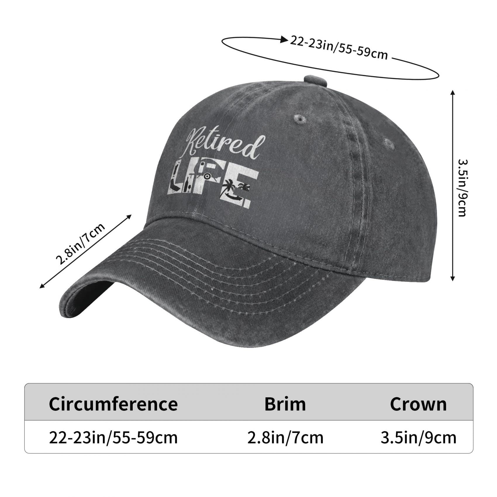 2023 Retirement Gift for Men Women, Retired Life Baseball Cap Vintage Distressed Denim Cotton Hat Grey
