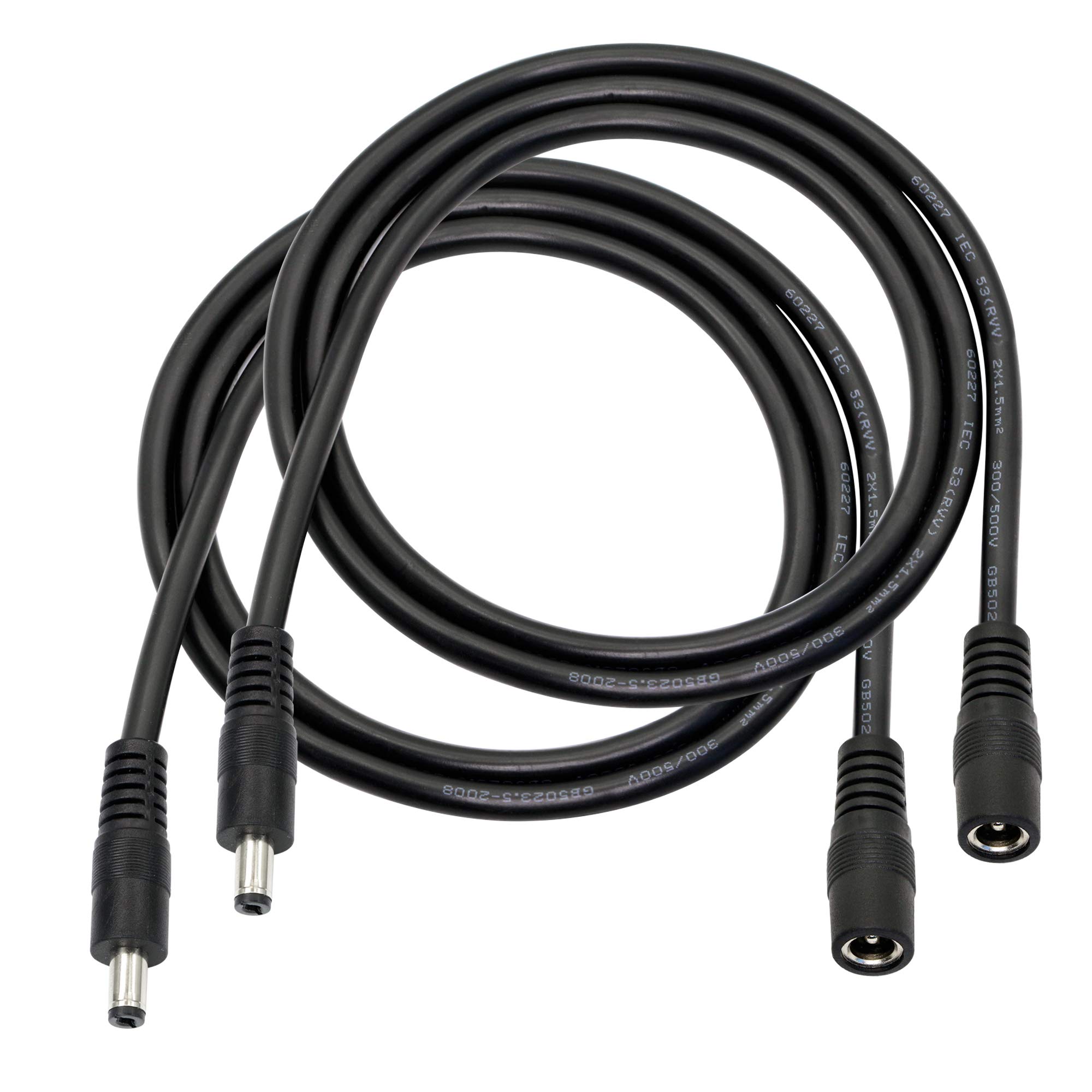 GINTOOYUN DC Power Extension Cable,DC 5.5mm x 2.1mm Male to Female Power Adapter Cable,3FT 18AWG Heavy Duty Cord for 12V CCTV Wireless IP Camera,LED,Car,More.-2PCS