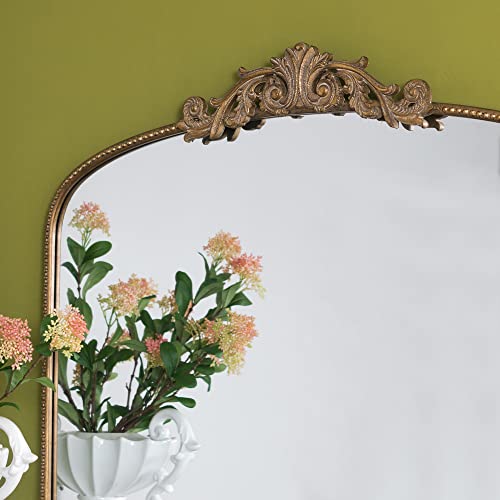 A&B Home Arched Vertical Mirror-Wall Mirror with Gold Metal Frame,40"x31" Large Arch Mirror for Bathroom Bedroom Living Room