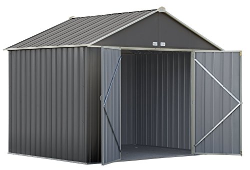 Arrow 10' x 8' EZEE Shed Charcoal with Cream Trim Extra High Gable Steel Storage Shed