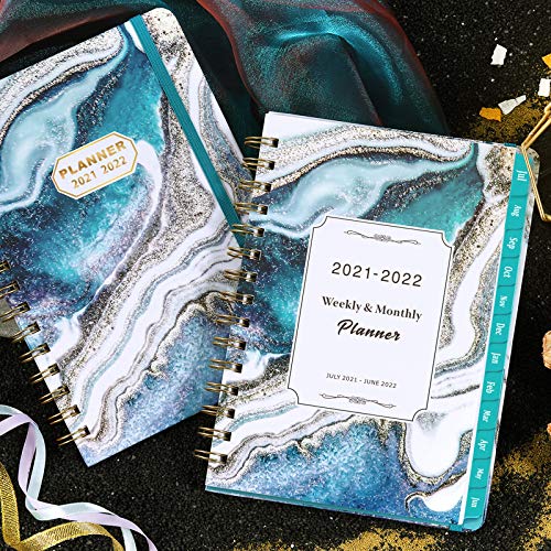 2021-2022 Planner - Academic Planner 2021-2022 from July 2021 - June 2022, 6.4"x 8.5", Flexible Cover Planner with Elastic Closure, Coated Tabs, Inner Pocket