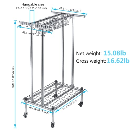Balaipor Stainless Steel Garden and Yard Tool Organizer Tower Rack Storage Holder with Wheels for Garage, Garden, Shed (Floor Standing)