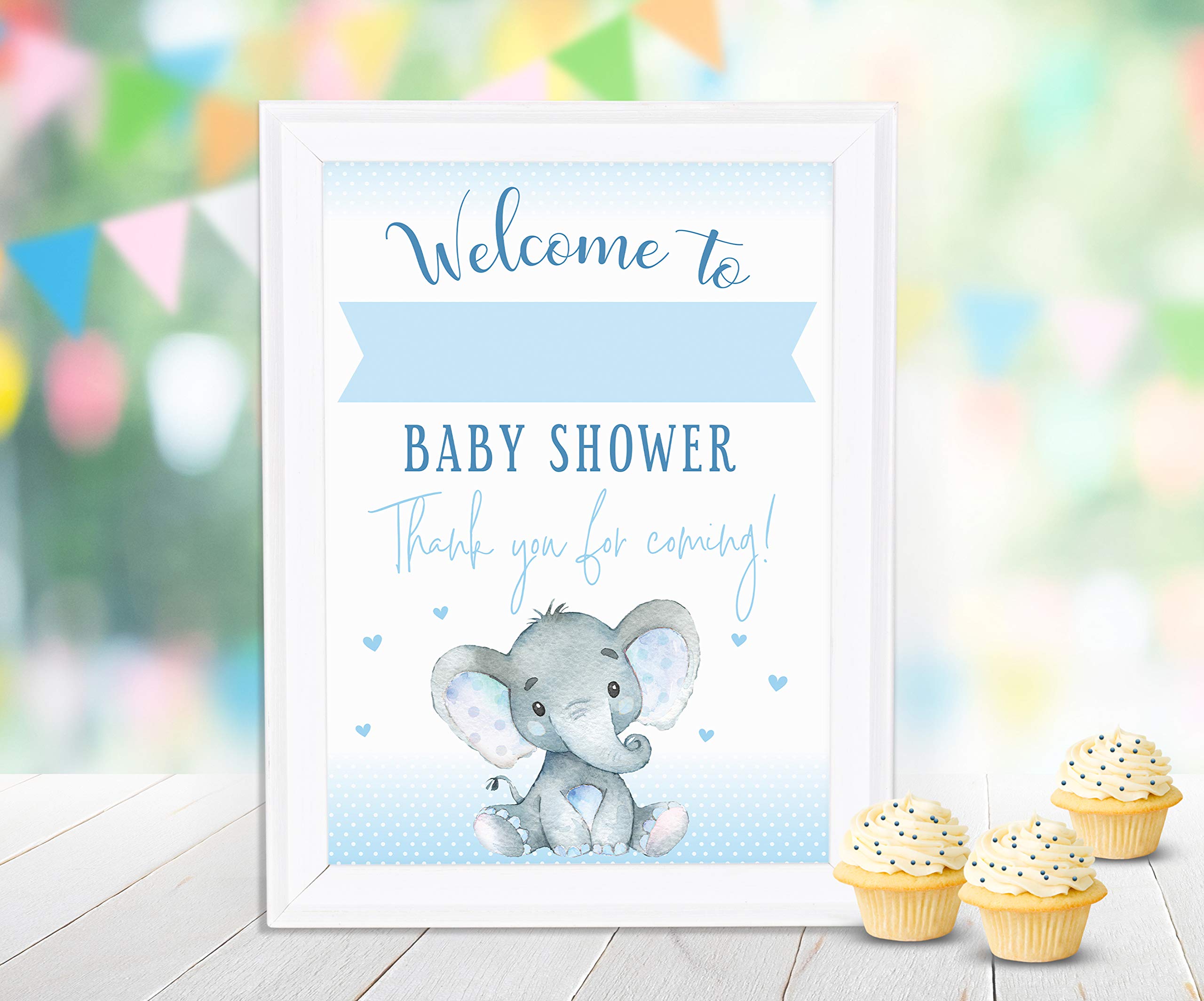 Elephant Baby Shower Welcome Sign Decorations 11x17 Centerpiece