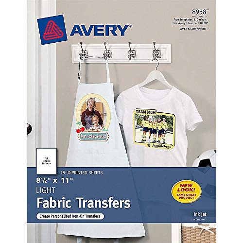 Avery Fabric Transfers, 8.5 X 11, White, 18/Pack