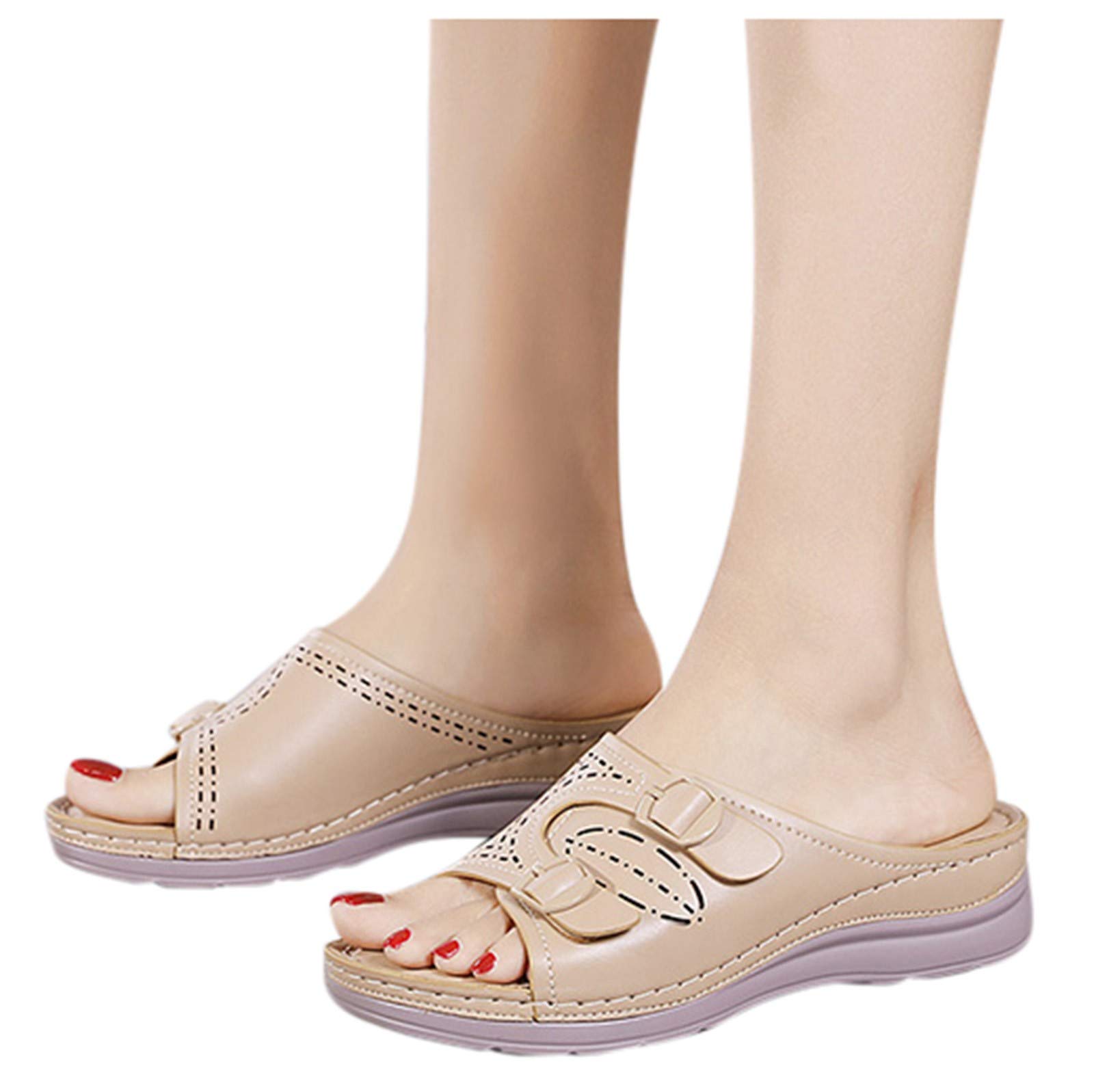 justHIGH Women's Slip on Flat Slide Sandals with Arch Support Lightweight Waterproof Outdoor/Indoor Lightweight Sandals
