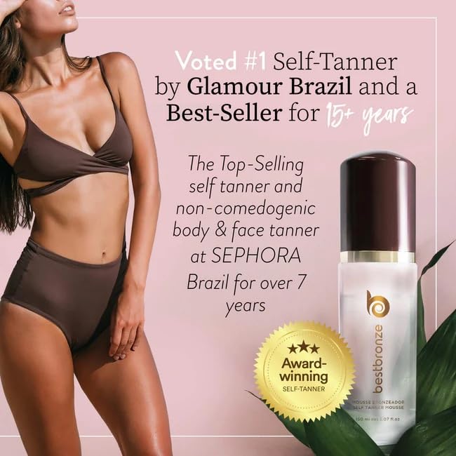Best Bronze Clear Self Tanning Mousse with Mitt - Sunless Tanner Foam for Customizable Light, Medium & Dark Tan - Vegan Tanning Mousse & Natural Tanner for Bronze Glow (5.07 Fl Oz Tanner & Mitt)