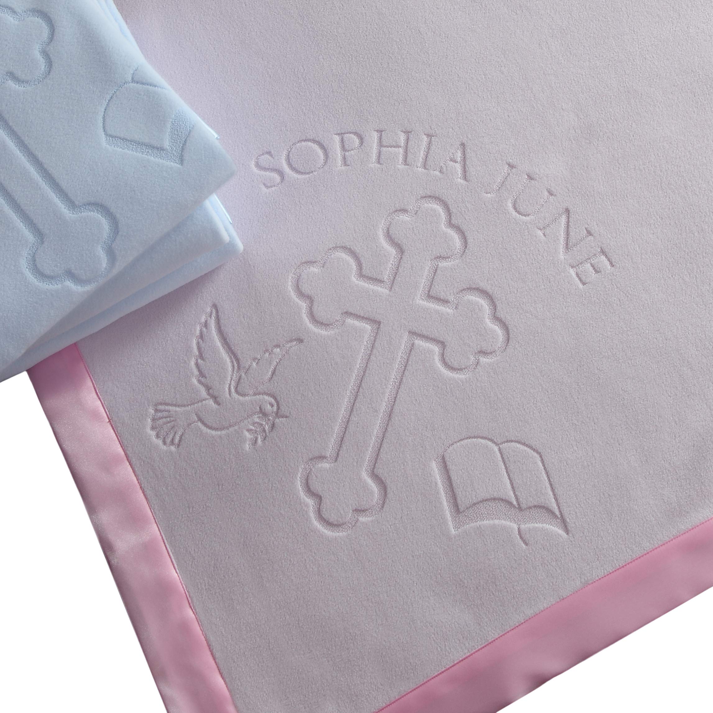 Custom Catch Personalized Baptism Baby Blanket Gift - Girl Name for Christening (Pink, 1 Text Line)