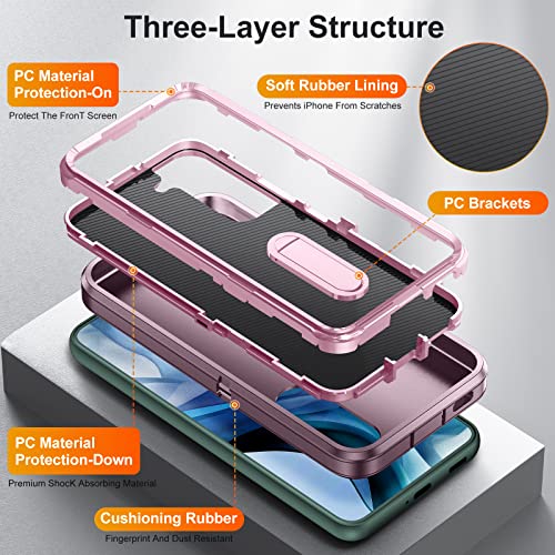 BaHaHoues for Samsung Galaxy S22 Case, Samsung S22 Phone Case with Built in Kickstand,Shockproof/Dustproof/Drop Proof Military Grade Protective Cover for Galaxy S22 5G 6.1 inch(Night Purple/Baby Pink)
