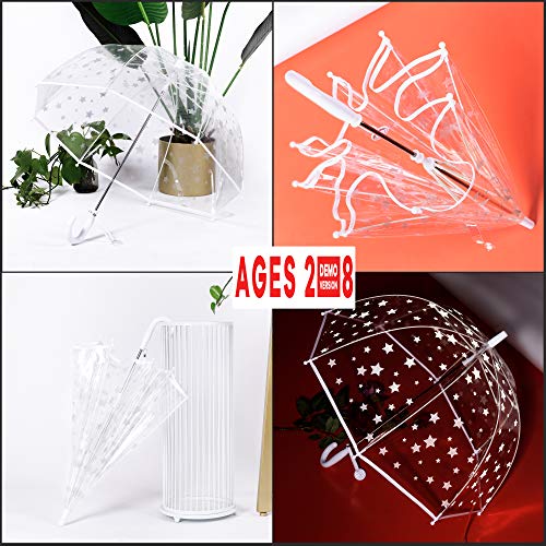 Baraida Kids Clear and Transparent Umbrella with an Easy Grip Handle, Dome Bubble Umbrella, Windproof for Kids Boys and Girls, Little Stars