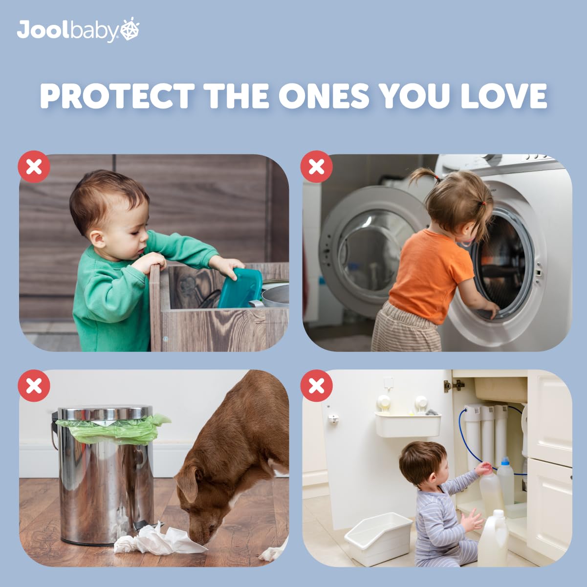 Child Safety Strap Locks (8 Pack) Baby Proof Cabinets, Drawers, Fridge, Toilet & Trash Cans β 3M Adhesive Childproof Locks β Jool Baby
