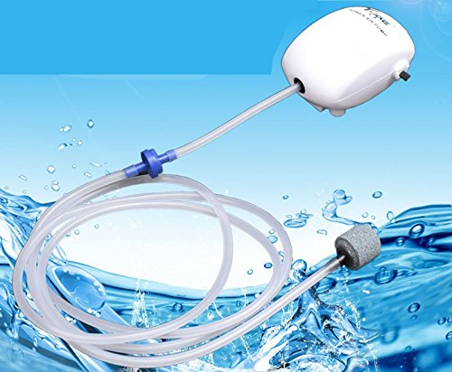 Aquarium Fish Tank Air Pump Filter Ultra Silent Fishing Tank Double Hole Oxygen Air Bubbles Pump with 1 Air Stone/1.2M Silicone Tube