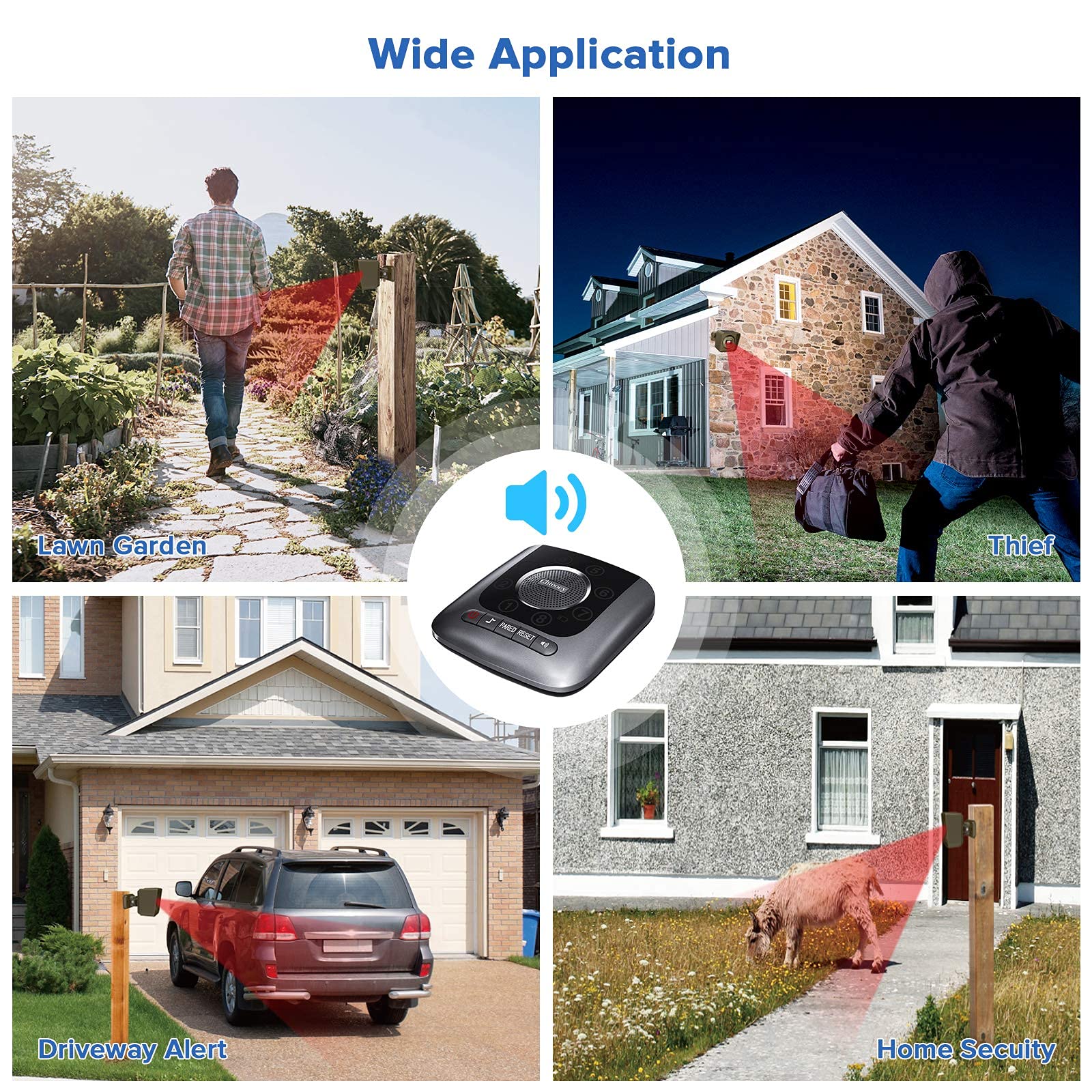 Chtoocy Long Range 2800 ft Solar Wireless Driveway Alarm Outdoor Weather Resistant Motion Sensor & Detector-Security Alert System-Monitor & Protect Outside Property