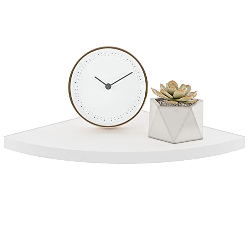 Ballucci Corner Shelf Wall Mount, Wood Floating Corner Shelf, for Bedroom, Living Room, Bathroom, Kitchen, Office, Kids Room, TV 12 x 12 inches, White