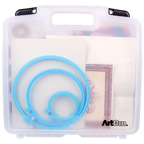 ArtBin 6962AB Quick View Deep Base Carrying Case with Removable Dividers and Tray, Portable Art & Craft Storage Box, 15", Clear