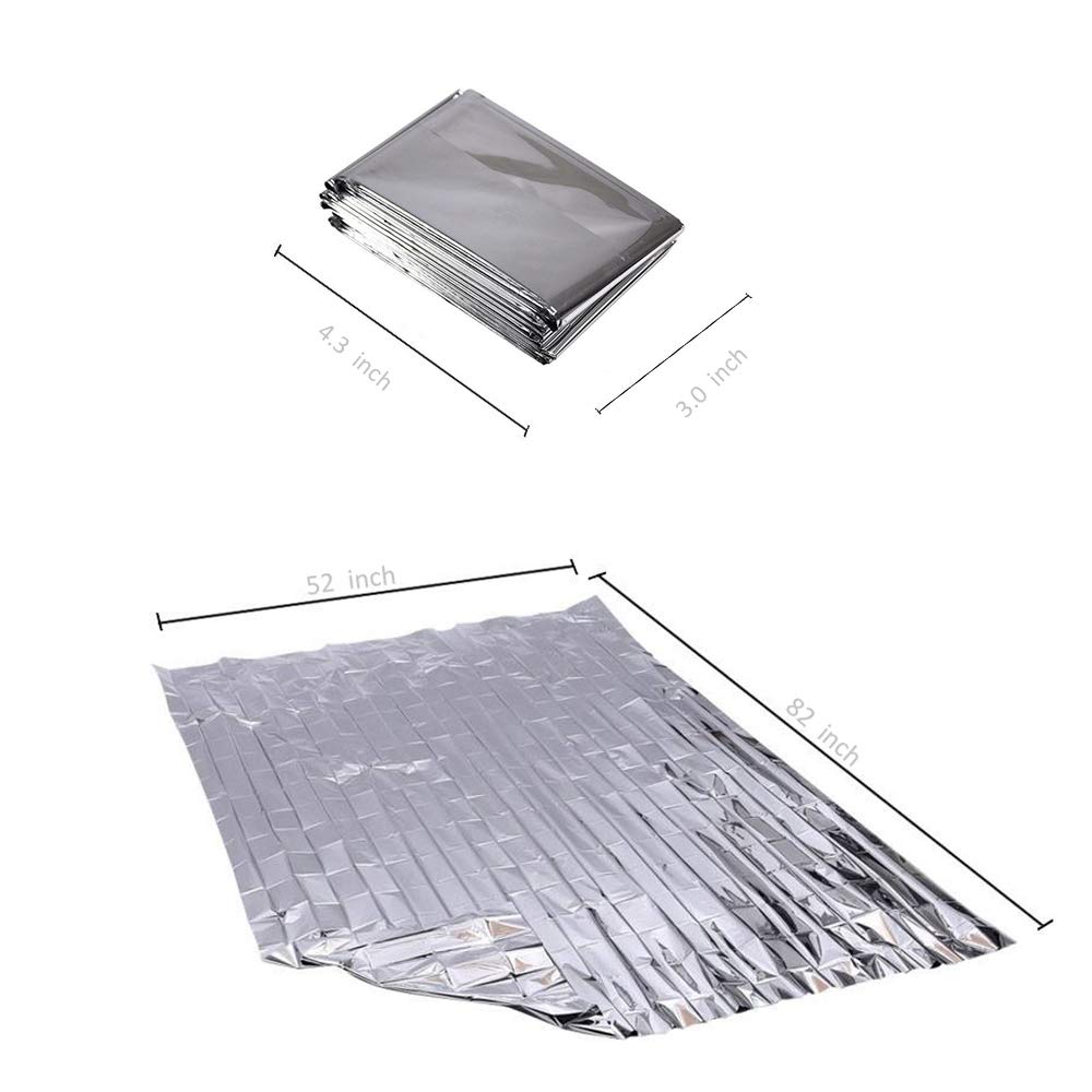 JIJI&ZEZE Emergency Blankets, Mylar Thermal Space Blanket Used for Outdoor Hiking Camping Marathons or First Aid Survival kit (6, Single Extra Large)