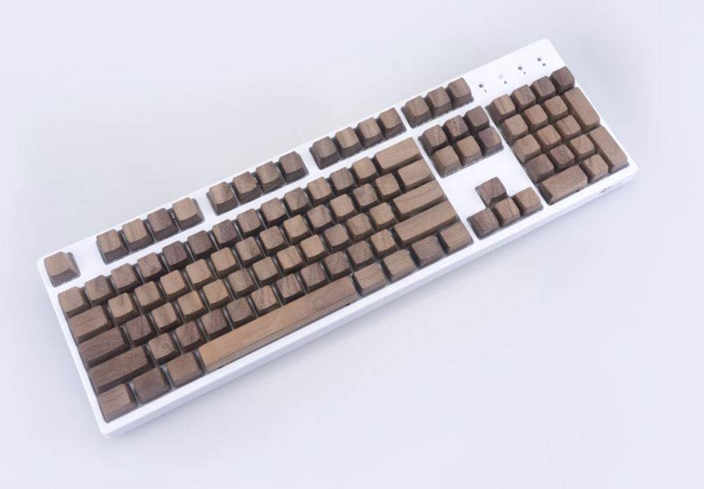 HFSECURITY GH60 Full Set Solid Wood Keycaps Customized Handmade Keycaps for Cherry Mx Switch Mechanical Gaming Keyboard Use Wood Keycaps (104fullkeycaps)