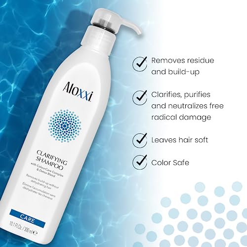 ALOXXI Clarifying Shampoo for Color Treated Hair - Removes Residue and Build-Up from Hard Water - Sulfate & Paraben Free Shampoo - Detox Shampoo for Deep Cleansing, 10.1 Fl Oz