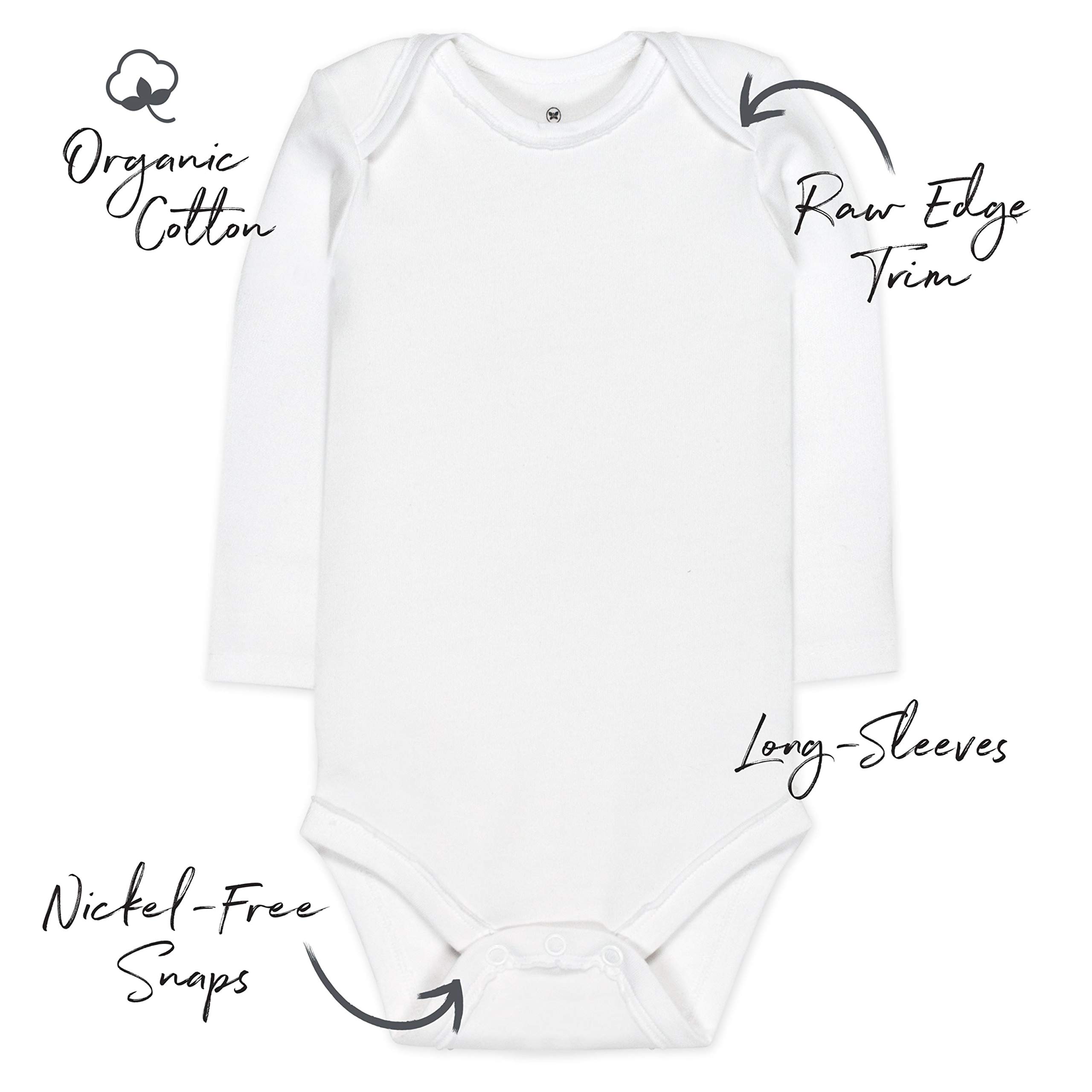 HonestBaby unisex baby 5-pack Organic Cotton Long Sleeve Bodysuits and Toddler T Shirt Set, Bright White, 0-3 Months US