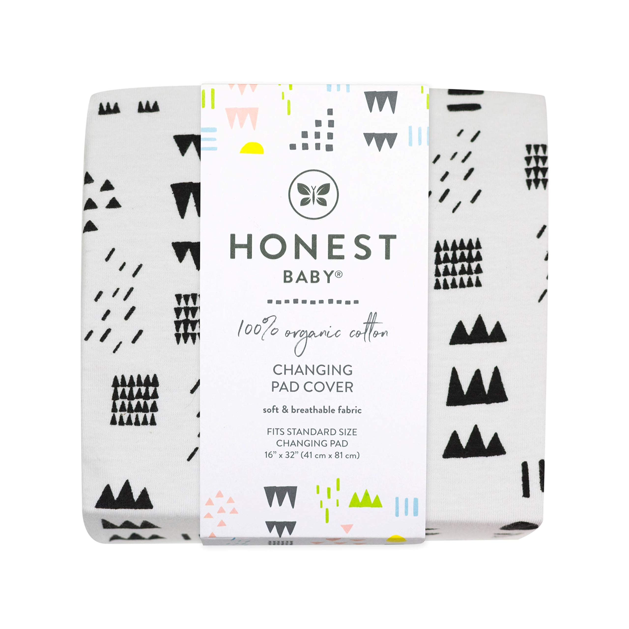 HonestBaby Organic Cotton Changing Pad Covers (Set of Two), Pattern Play/Heather Gray, One Size