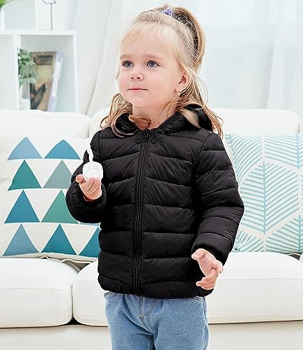 BFUSTYLE Kids Winter Coat Black Girl Boy Down Alternative Jacket Toddler Ultralight Clothing Halloween Christmas Birthday Gift (Black, 18-24 Months)