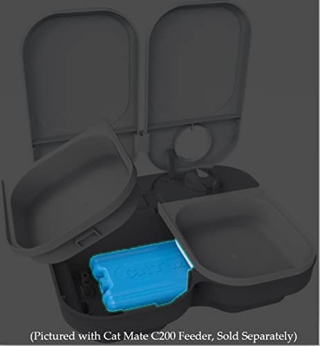 Bundle of Cat Mate C200 Automatic 2 Meal Pet Feeder, 2X Stainless Steel Bowl Inserts, and Extra Cat Mate Ice Pack