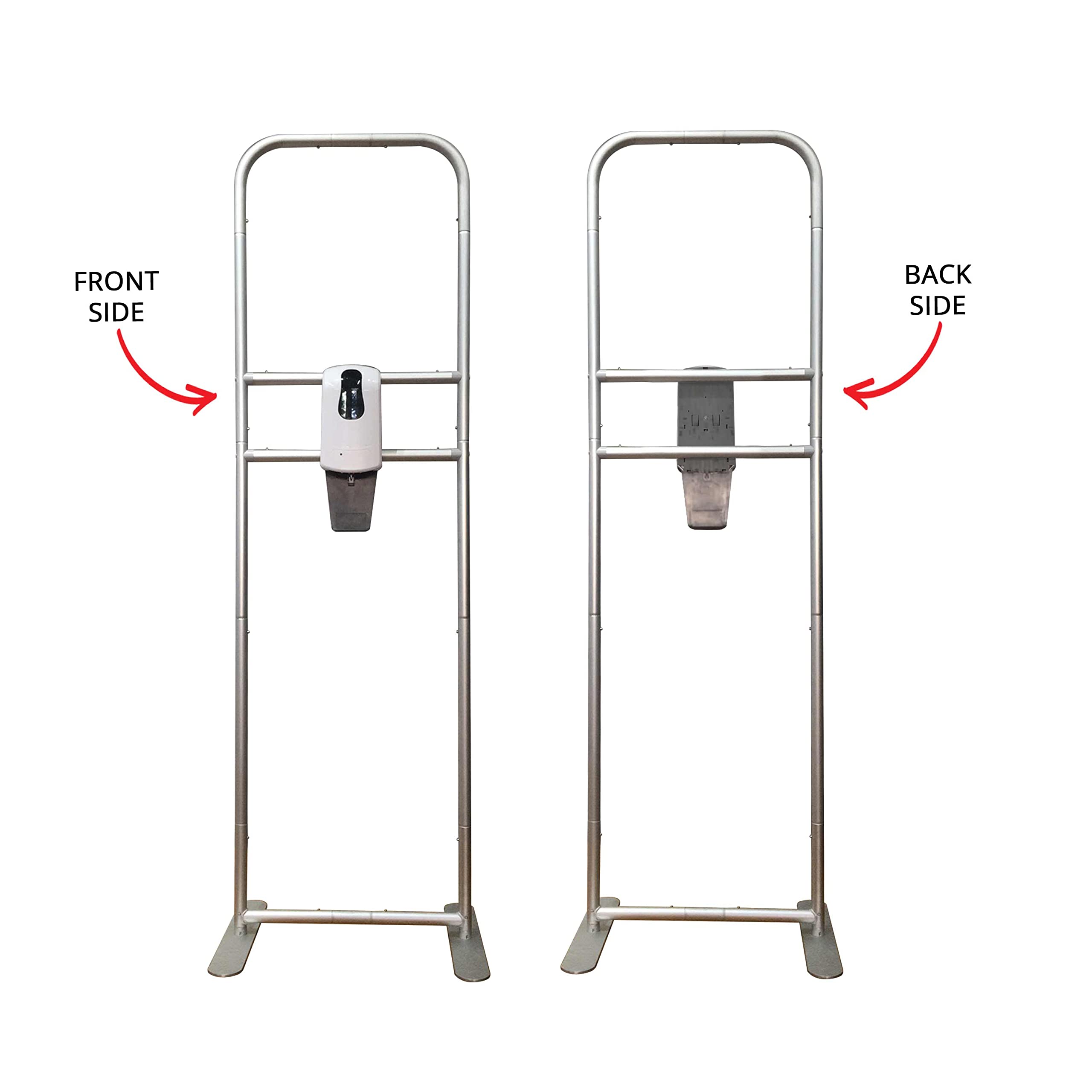 BannerBuzz Hand Sanitizer Automatic Dispenser Floor Stand Kit Touchless Machine Hold Your Hands Fabric Banner+ Stand for Hospital, Home, School, Office - 2 X 6.5 Ft (Single Side Graphic Print)
