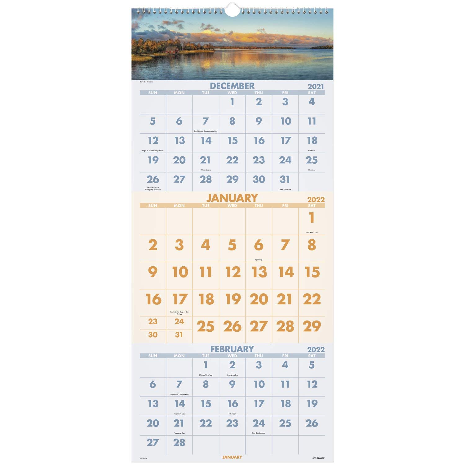 2022 Paper Wall Calendar by AT-A-GLANCE, 24" x 36", Extra Large, Yearly, Reversible, Vertical/Horizontal (PM21228)