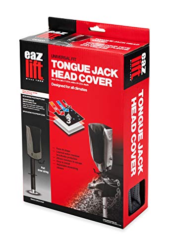 Camco Electric Tongue Jack Head Cover- Protects Your Electric Tongue Jack from Harmful UV Rays, Excess Moisture and Dirt and Debris (48356), Black,Grey