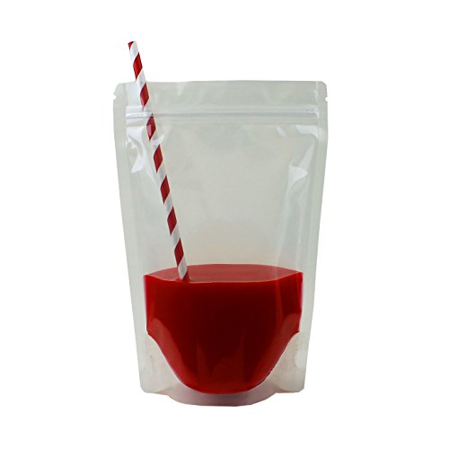 AwePackage Clear Zipper Stand Up Pouch Bag - Clear Front Back Heat Sealable Zip Lock (50, 8 Oz)