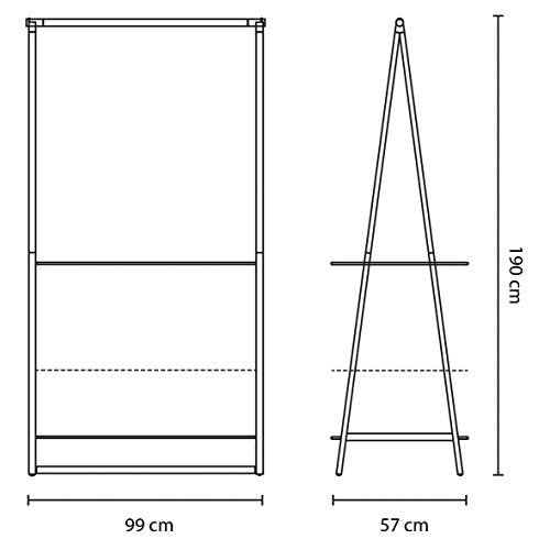 Brabantia - Linn Clothes Rack - Multi-Functional - Space Saver - Adjustable Shelves - Wardrobe Hanging - Drying Rack - Freestanding - Stable - White - Large