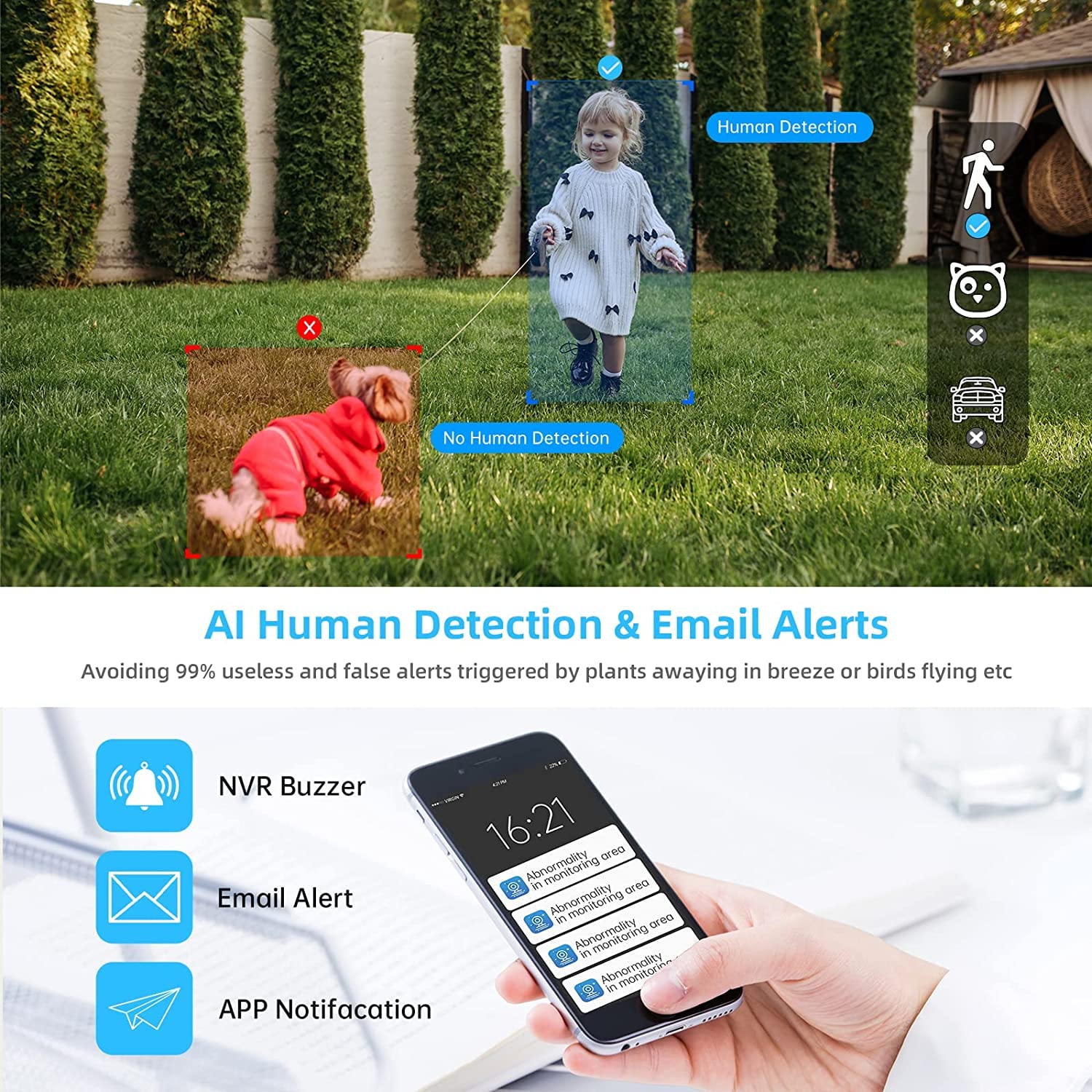 JOOAN 3MP Wireless Security Camera System, 8 Channel Waterproof Security Camera System, 4PCS Night Vision Security Cameras Wireless Outdoor with 1TB HDD, AI Human Detection, Audio Record, Motion Alert
